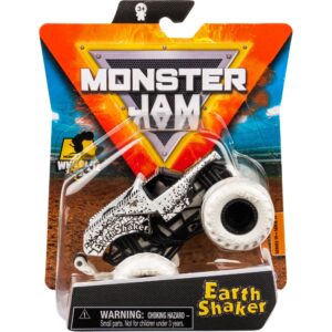 monster jam 2021 spin master 1:64 diecast monster truck with wheelie bar: max contrast earth shaker