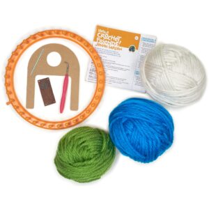 Simplicity 43-40023 Jonah's Hands DIY Hat Beginners Crochet Kit for Kids and Adults, Finished Project 7.5" x 26", Multicolor 7 Piece