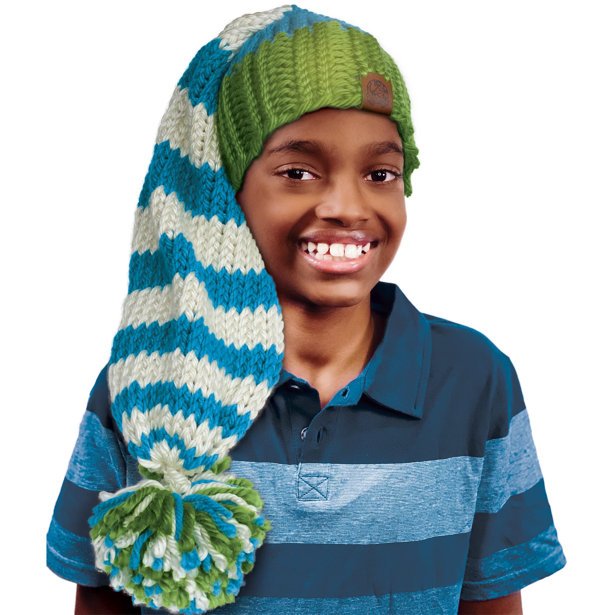 Simplicity 43-40023 Jonah's Hands DIY Hat Beginners Crochet Kit for Kids and Adults, Finished Project 7.5" x 26", Multicolor 7 Piece