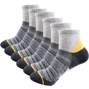 j.wmeet women's athletic ankle socks quarter cushioned running socks hiking performance sport cotton socks 6 pack (dark grey)