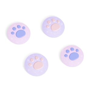 dlseego cute crystal cat claw design thumb grip caps design for switch & switch lite & switch oled, joystick cap soft silicone cover – crystal pink&purple