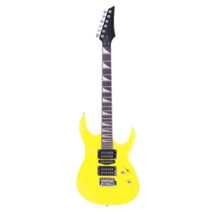 Electric Guitar,Novice Entry Level 170 Electric Guitar HSH Pickup, with Bag Strap Paddle Rocker Cable Wrench Tool,Great Electric Guitars for Beginner Starter (Yellow)