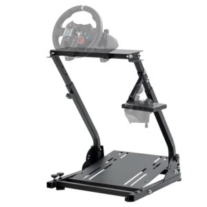 anman entry level racing wheel stand fit for logitech/thrustmaster/pxn/fanatec g25 g27,g29 g923 t128x t248 t80 t300 t500rs,fully foldable steering wheel cockpit,not included wheel shifter pedals