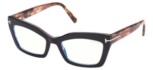 tom ford ft 5766-b blue block black havana/blue filter 54/19/140 women eyewear frame