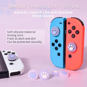 DLseego Cute Crystal Cat Claw Design Thumb Grip Caps Design for Switch & Switch Lite & Switch OLED, Joystick Cap Soft Silicone Cover – Crystal Pink&Purple