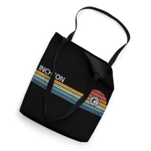 Incheon South Korea Retro Sunset Rainbow Synth Striped Korea Tote Bag