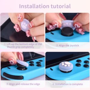 DLseego Cute Crystal Cat Claw Design Thumb Grip Caps Design for Switch & Switch Lite & Switch OLED, Joystick Cap Soft Silicone Cover – Crystal Pink&Purple