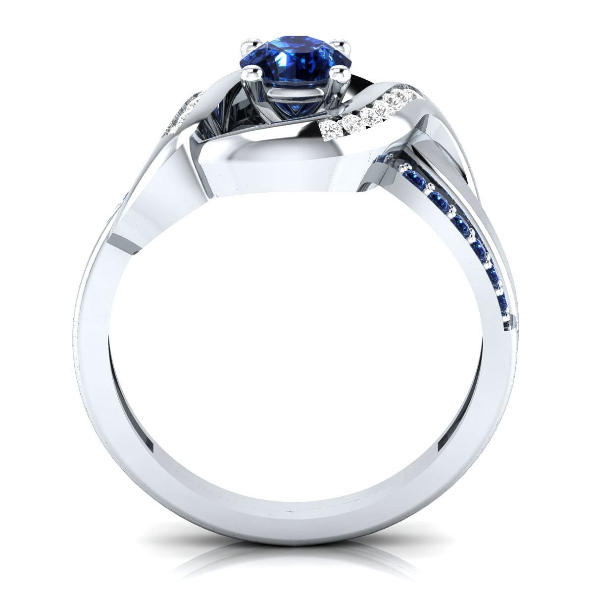 IdealJewel95 0.85 ct Round Blue & White Sapphire Sterling Silver Engagement Ring Sizable For Women Wedding/Valentines / Engagement_10