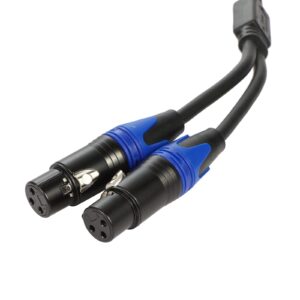 (11.8 inches / 1 Pack) 1 Male to 2 Female XLR Y Splitter Micrphone Cable, 3pin XLR Male to Dual XLR Female Y-Splitter Balanced Mic Audio Cables for Stereo Mic to L & R Audio Track