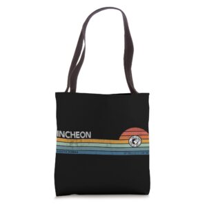 incheon south korea retro sunset rainbow synth striped korea tote bag