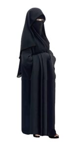 chiffon saudi first class quality long saudi niqab burqa hijab face cover veil islam islamic jilbab (black x black satin)