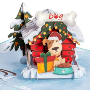 paper love 3d pop up christmas card, holiday dog house