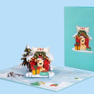 Paper Love 3D Pop Up Christmas Card, Holiday Dog House