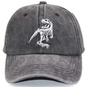 T Rex Skeleton Dinosaur Baseball Cap for Men Women, Vintage Embroidered Cotton Washed Distressed Dad Hat