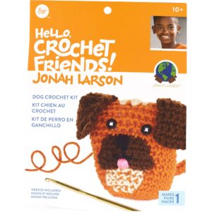 boye jonah's hands cute dog beginners crochet kit for kids and adults, multicolor 9 piece