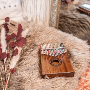 Pickup Kalimba Thumb Piano for Amplifiers, 17 Keys — Includes Tuning Hammer and Case — For Meditation, ASMR, Sound Therapy and Yoga, 2-YEAR WARRANTY