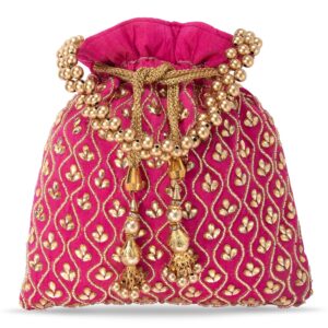 aheli indian potli bags for women evening bag clutch ethnic bride purse with drawstring (p27rp)