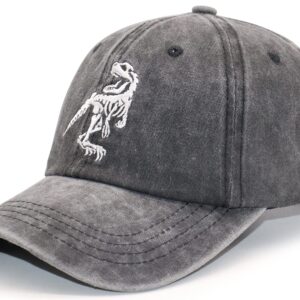 T Rex Skeleton Dinosaur Baseball Cap for Men Women, Vintage Embroidered Cotton Washed Distressed Dad Hat