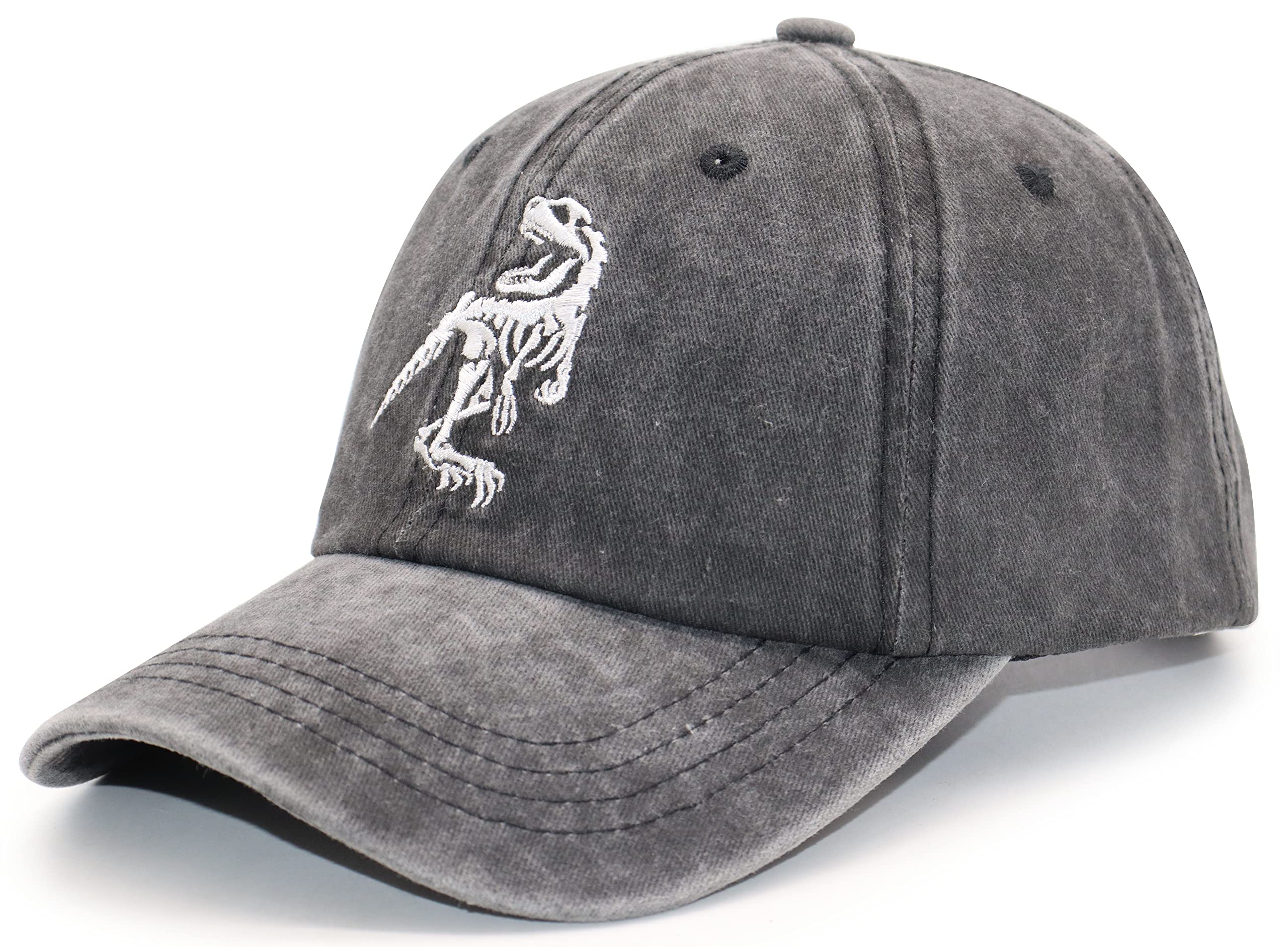 T Rex Skeleton Dinosaur Baseball Cap for Men Women, Vintage Embroidered Cotton Washed Distressed Dad Hat