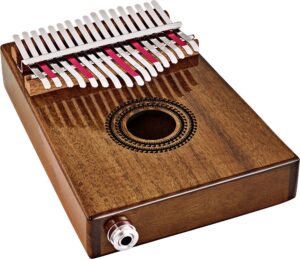 pickup kalimba thumb piano for amplifiers, 17 keys — includes tuning hammer and case — for meditation, asmr, sound therapy and yoga, 2-year warranty