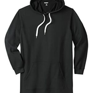 KingSize Men's Big & Tall Fleece Longer-Length Pullover Hoodie - 2XL, Black