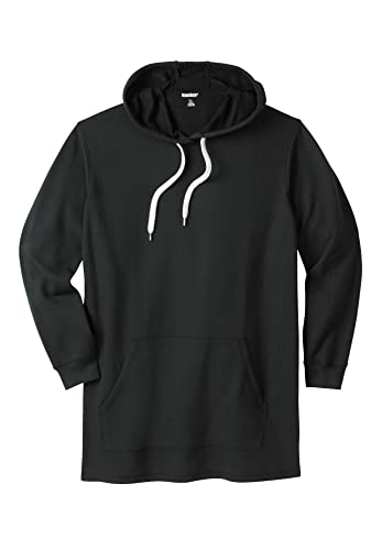 KingSize Men's Big & Tall Fleece Longer-Length Pullover Hoodie - 2XL, Black