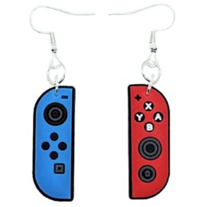 game controller earrings hypoallergenic silver plated fishhooks yazzle dazzle 70s 80s 90s arcade video game player joystick quarter token