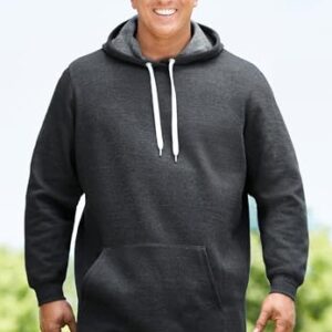 KingSize Men's Big & Tall Fleece Longer-Length Pullover Hoodie - 2XL, Black