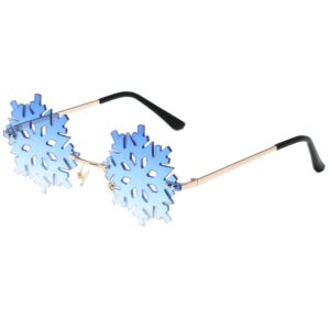 laspor novelty snowflake shape sunglasses for women men halloween christmas party glasses prom accessories (blue gradient)