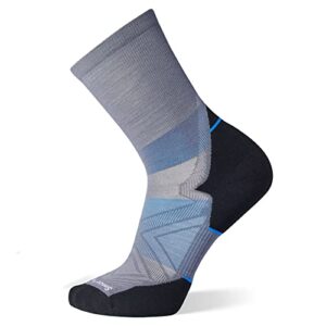 smartwool run targeted cushion mid crew socks, graphite, x-large