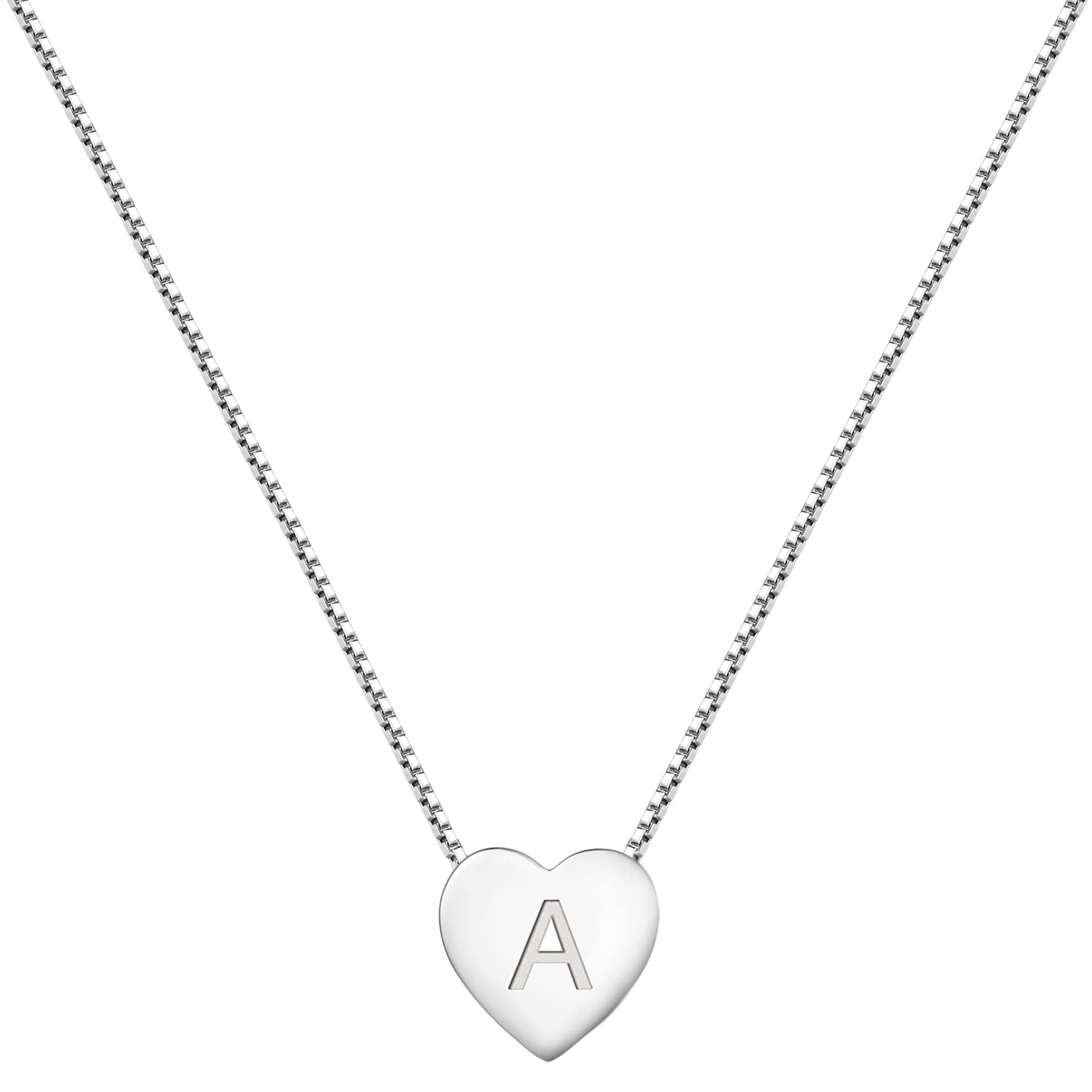 YL Initial Necklace 925 Sterling Silver Heart Letter Pendant A Alphabet Necklace for Women