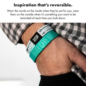 ZOX Bracelets — Never Give Up | Stretchy Elastic Band with Motivational Affirmations and Beautiful Artwork, Great Gift for Men, Women, and Kids (Small)