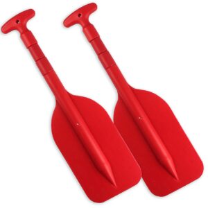 wtmore telescoping boat paddle collapsible oar for boat 21'' - 42'', collapsible paddle for boat kayaking rafting jet ski canoe outdoor kayak water sports and safety boat accessories 2 pack, red