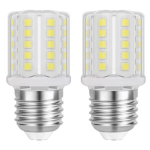 led refrigerator light bulb 40 watt appliance fridge freezer e26 medium base t10 tubular a15 compact corn lamp 120v 5w daylight white 6000k, pack of 2