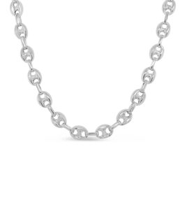 olive & chain silver puffed mariner link chain necklace, style: 6 mm, size: 18 inch, 925 sterling silver, reflective surface, hypoallergenic, comfortable, unisex