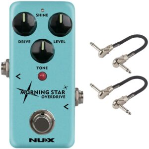 briskdrop nux morning star overdrive guitar effect pedal bundle with 2 mxr patch cables