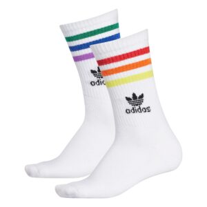 adidas originals roller crew socks (1-pair), white/pride rainbow stripes, medium