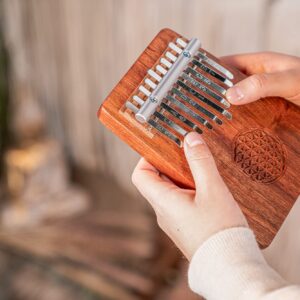 Kalimba Thumb Piano, 10 Keys — Includes Tuning Hammer and Case — For Meditation, ASMR, Sound Therapy and Yoga, 2-YEAR WARRANTY