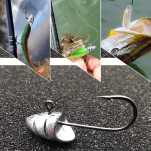 AMYSPORTS Freshwater Sharp Jig Head Hook Saltwater Tackle Jigs Hooks Fishing Bass Trout Jig Head Hook 25pcs 3/64oz