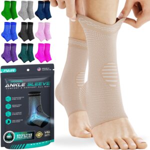 modvel 2 pack ankle brace compression sleeve | injury recovery, joint pain | fsa or hsa eligible | achilles tendon support, plantar fasciitis foot socks with arch support