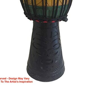 JIVE Djembe Drum Bongo Congo Hand Carved SOLID Mahogany Wood Drum LARGE 16" High African Rasta Drum - Professional Quality - JIVE BRAND