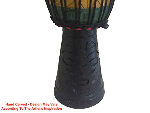 JIVE Djembe Drum Bongo Congo Hand Carved SOLID Mahogany Wood Drum LARGE 16" High African Rasta Drum - Professional Quality - JIVE BRAND