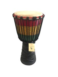 jive djembe drum bongo congo hand carved solid mahogany wood drum large 16" high african rasta drum - professional quality - jive brand