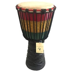 JIVE Djembe Drum Bongo Congo Hand Carved SOLID Mahogany Wood Drum LARGE 16" High African Rasta Drum - Professional Quality - JIVE BRAND