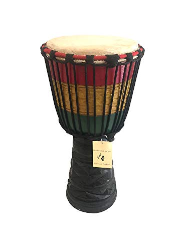 JIVE Djembe Drum Bongo Congo Hand Carved SOLID Mahogany Wood Drum LARGE 16" High African Rasta Drum - Professional Quality - JIVE BRAND