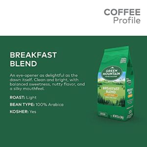 Green Mountain Coffee Roasters Breakfast Blend, Light Roast Ground Coffee, 12oz. Bag (Pack of 2)