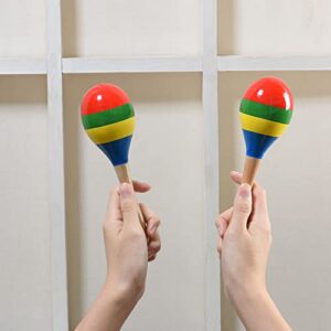 Maracas Hand Percussion Rattles, Wooden Rumba Shaker Musical Instrument for Kids Adults, Set of 2