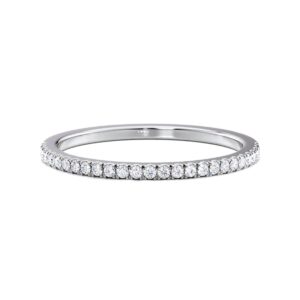 jewels forum 0.14cts natural diamond classic half eternity anniversary band ring pave set 10k gold diamond wedding band rings for women (color-hi/clarity-i1-2) (white-gold)