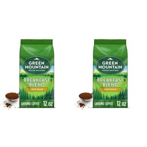 green mountain coffee roasters breakfast blend, light roast ground coffee, 12oz. bag (pack of 2)