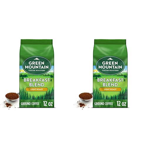 Green Mountain Coffee Roasters Breakfast Blend, Light Roast Ground Coffee, 12oz. Bag (Pack of 2)